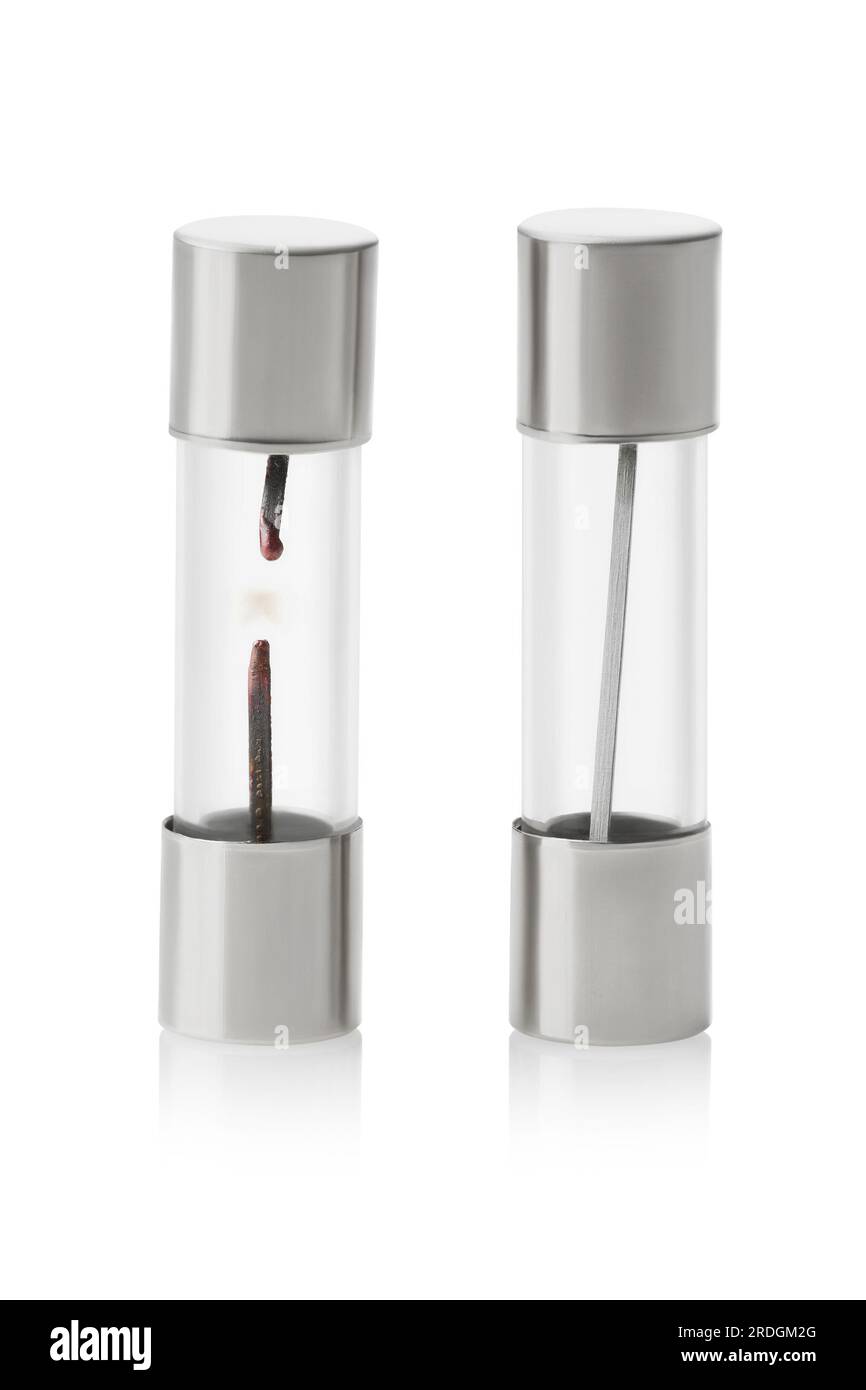 Two fuses isolated on a white background, new and damaged Stock Photo ...