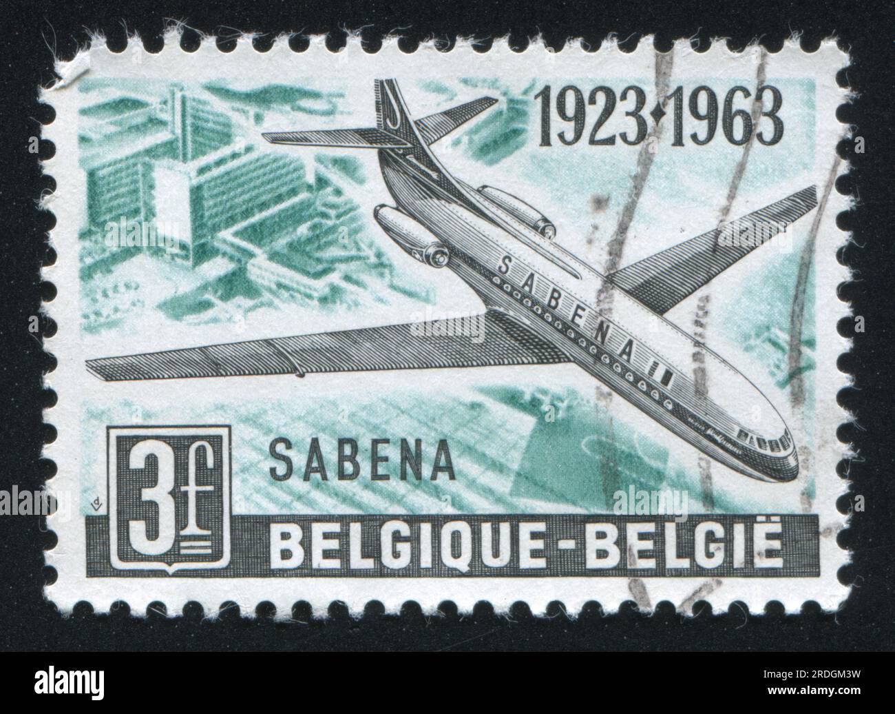 BELGIUM - CIRCA 1963: stamp printed by Belgium, shows Caravelle over ...