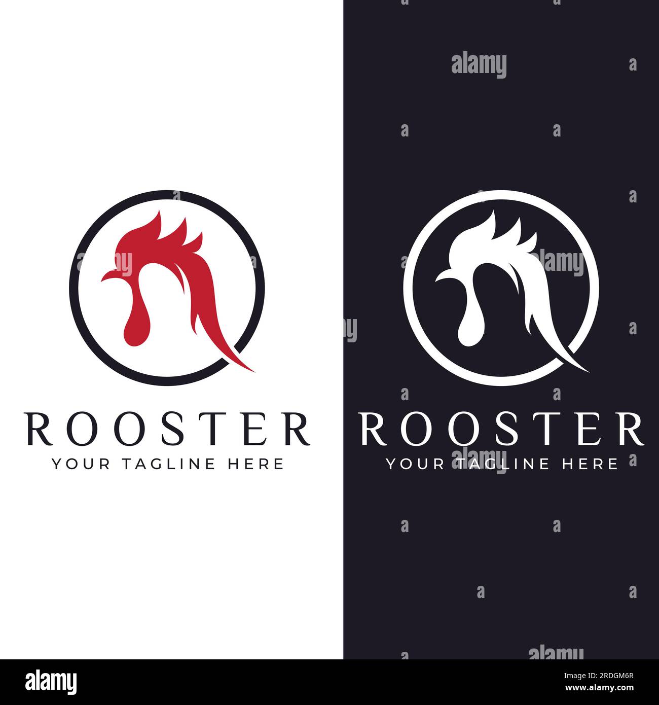 Chicken logo, rooster head logo with fish combination. The chicken logo ...