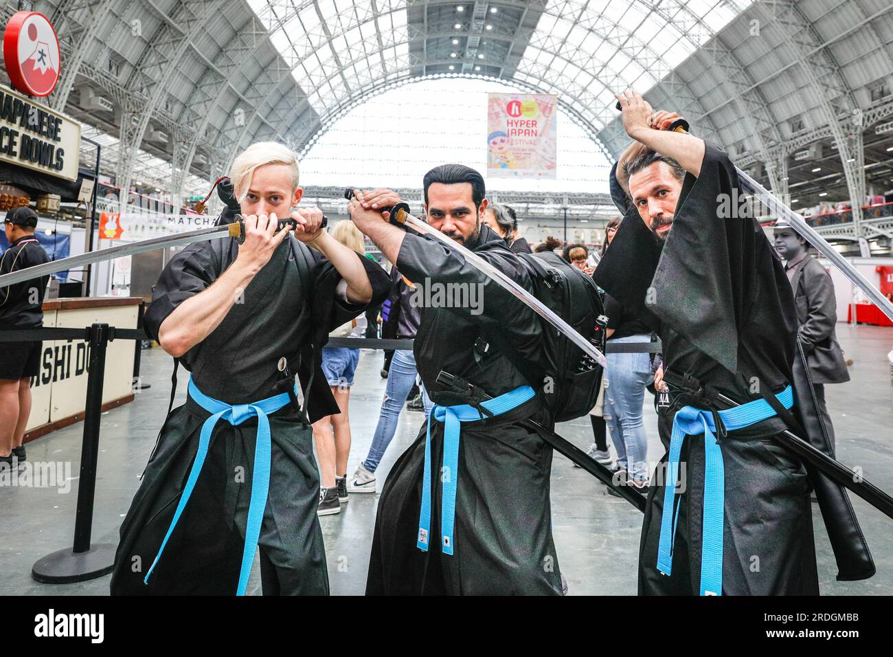 London, UK. 21st July, 2023. A group of Samurai fighters Kengido ...