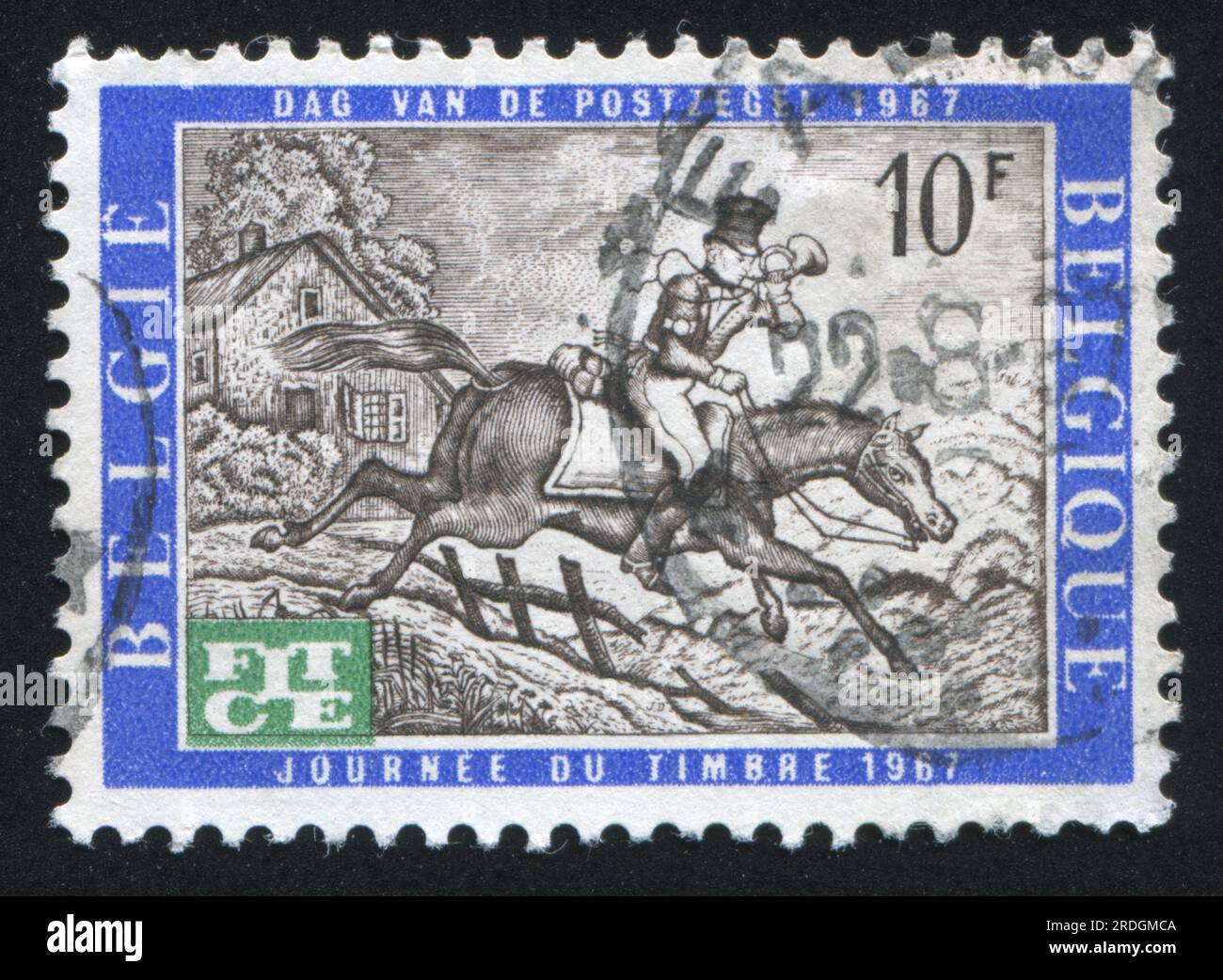 BELGIUM - CIRCA 1967: stamp printed by Belgium, shows Postilion, circa ...