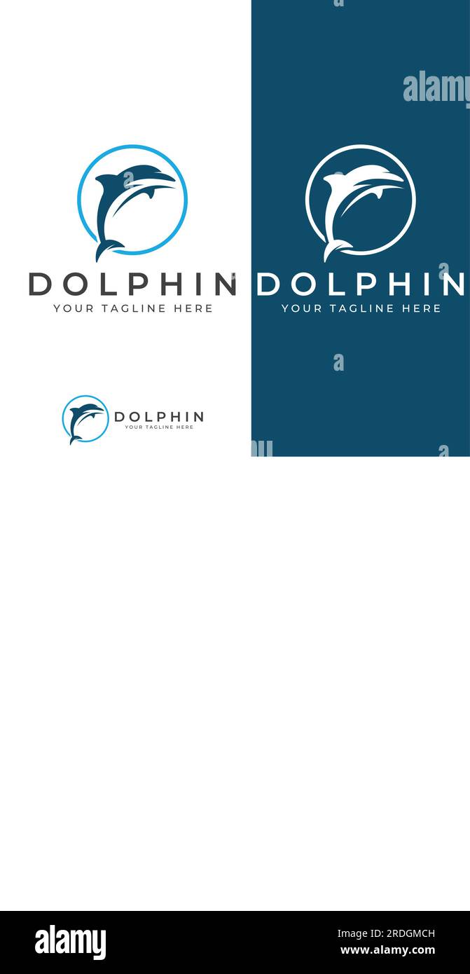 Dolphin logo. Dolphins jump on the waves of the sea or the beach Stock ...
