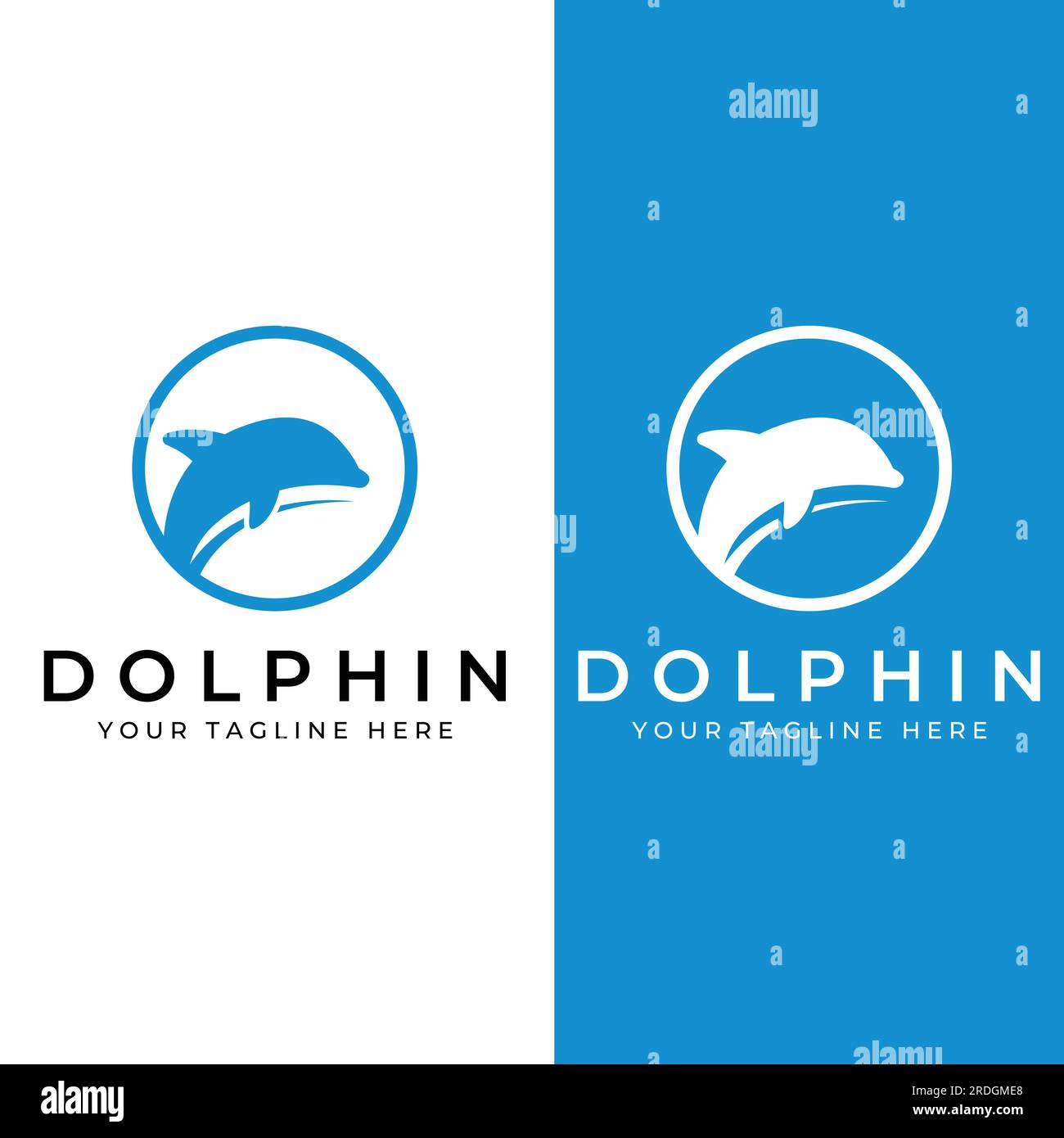 Dolphin logo. Dolphins jump on the waves of the sea or the beach Stock ...