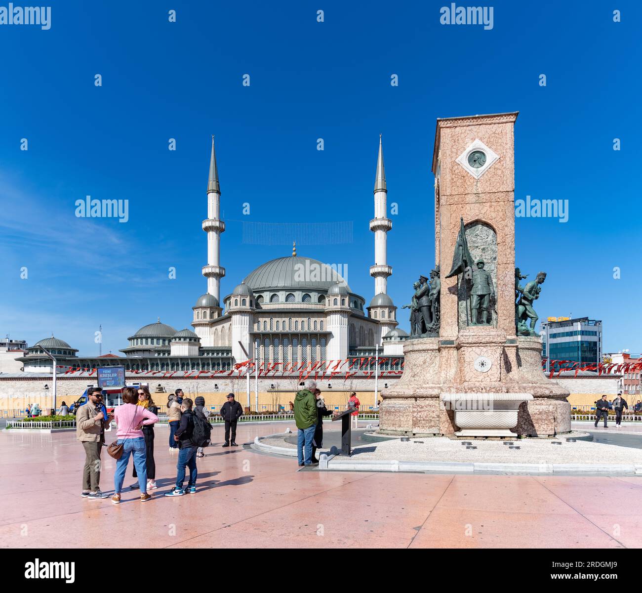 A picture of the Taksim Mosque, the Republic Monument and the Taksim ...