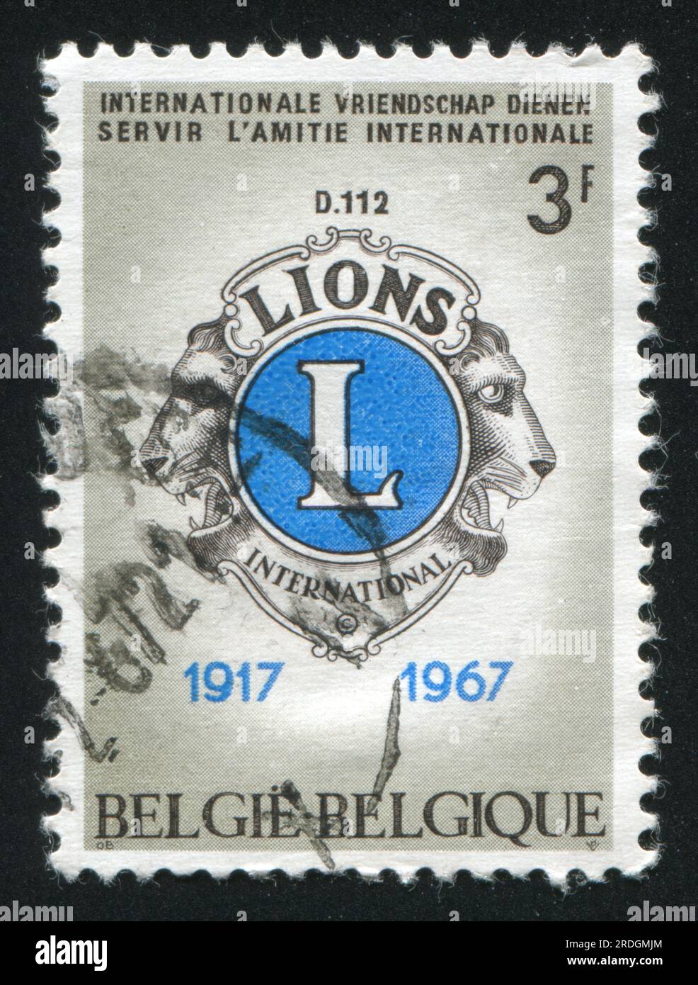 BELGIUM - CIRCA 1967: stamp printed by Belgium, shows Lions Emblem ...