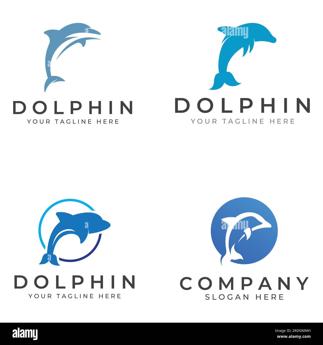 Dolphin logo. Dolphins jump on the waves of the sea or the beach Stock ...