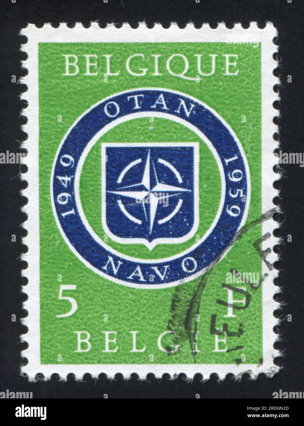 BELGIUM - CIRCA 1959: stamp printed by Belgium, shows NATO Emblem ...