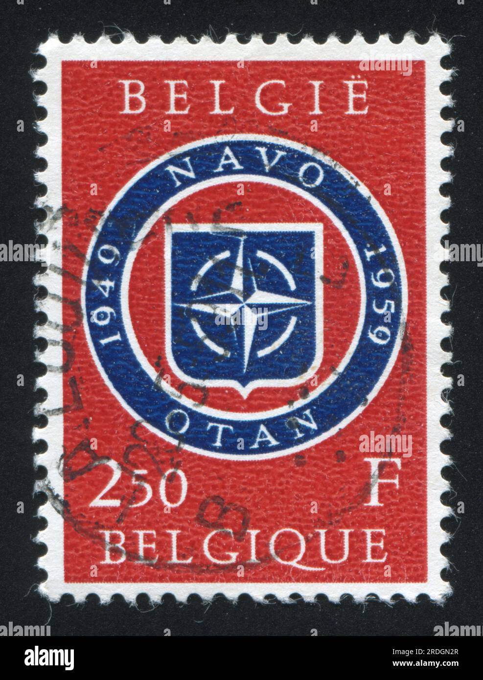 BELGIUM - CIRCA 1959: stamp printed by Belgium, shows NATO Emblem ...