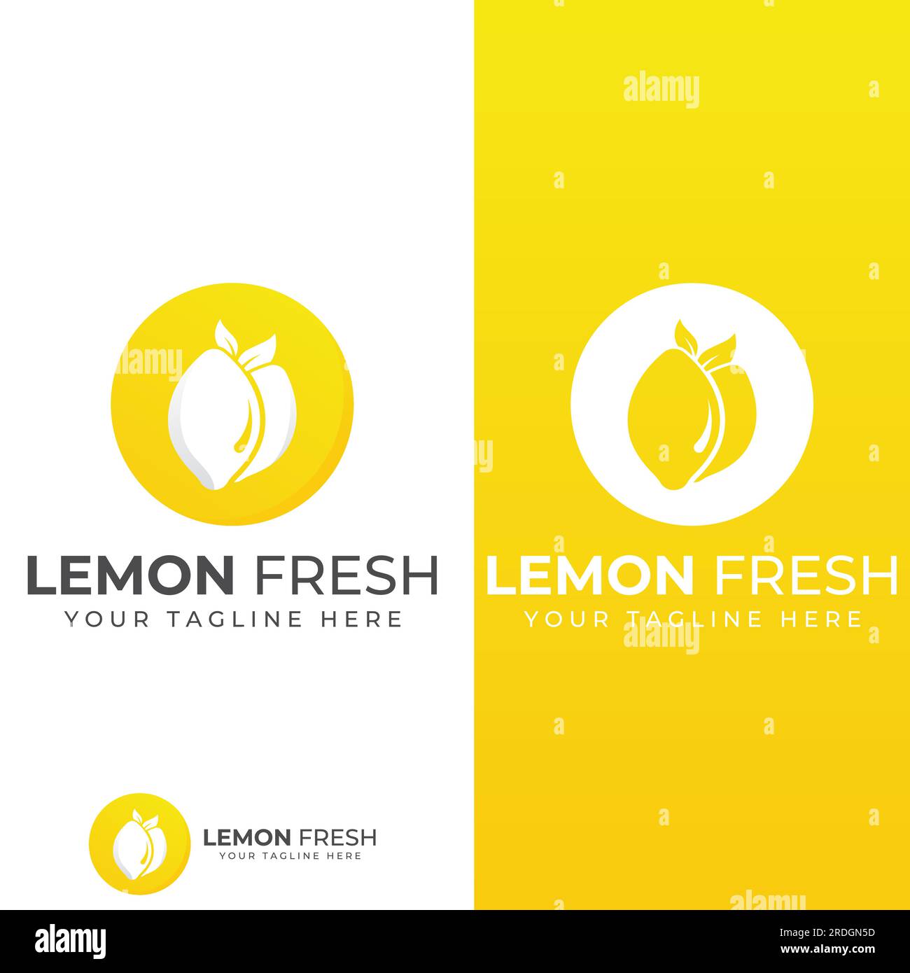 Fresh lemon fruit logo with leaves and fresh drink of lemon fruit ...