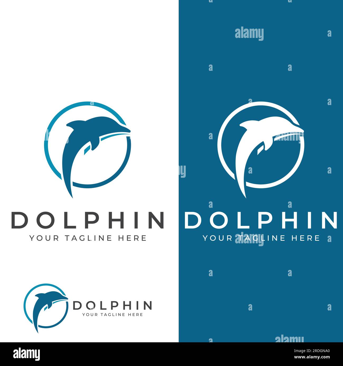 Dolphin logo. Dolphins jump on the waves of the sea or the beach Stock ...