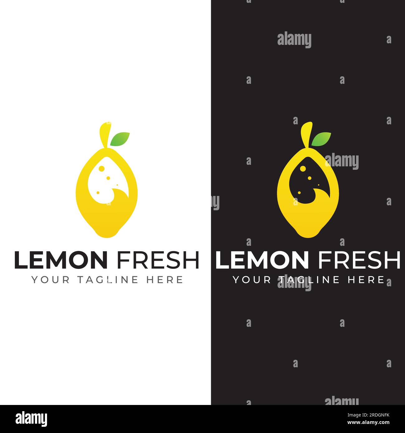 Fresh lemon fruit logo with leaves and fresh drink of lemon fruit ...