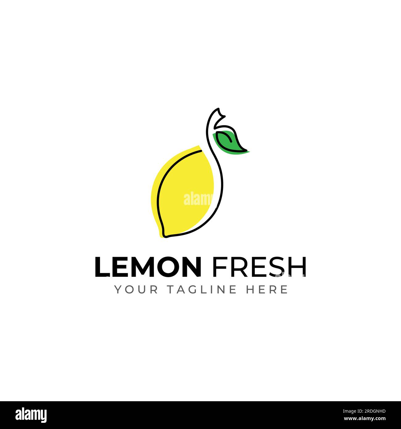 Fresh lemon fruit logo with leaves and fresh drink of lemon fruit ...