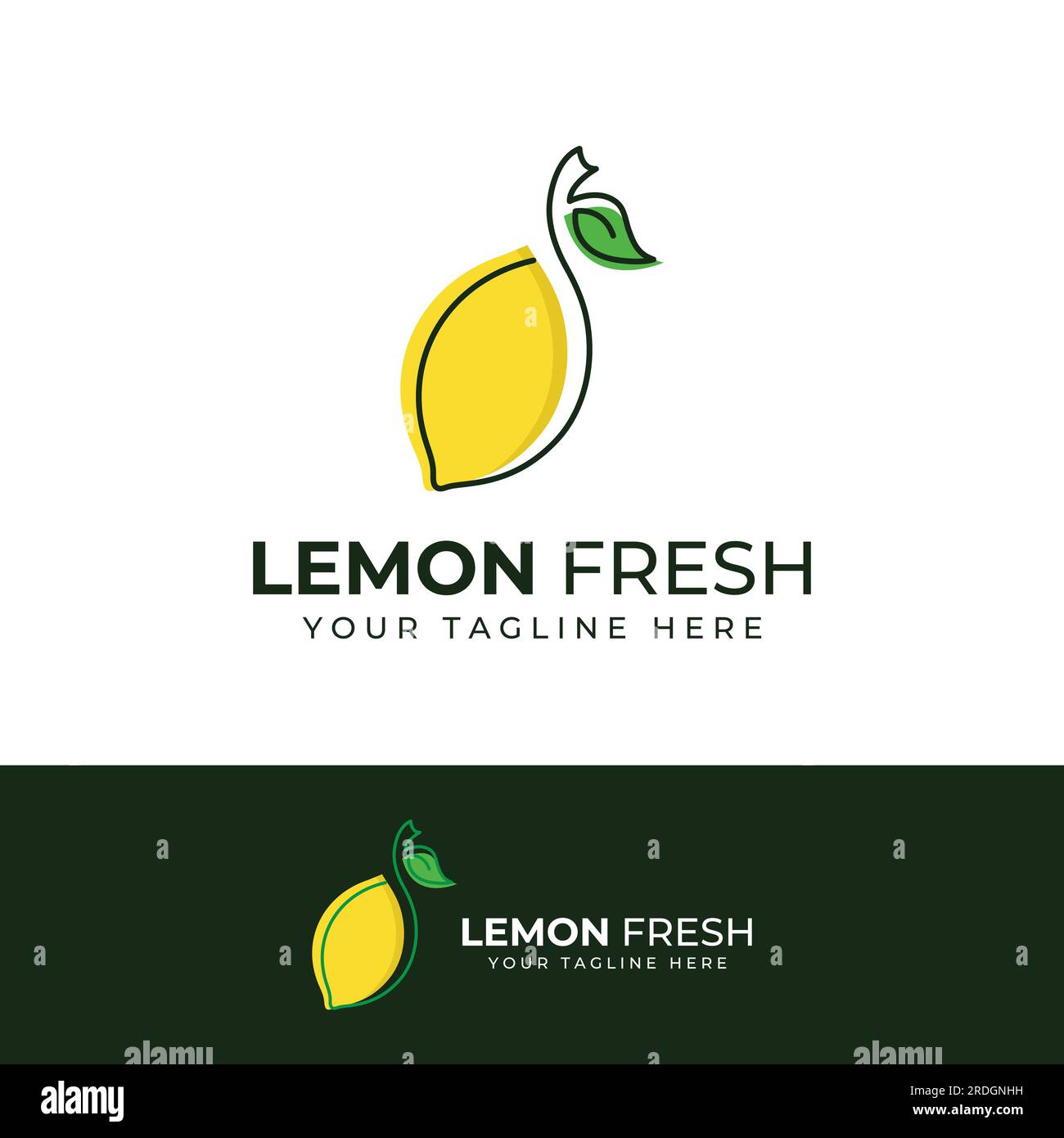 Fresh lemon fruit logo with leaves and fresh drink of lemon fruit ...