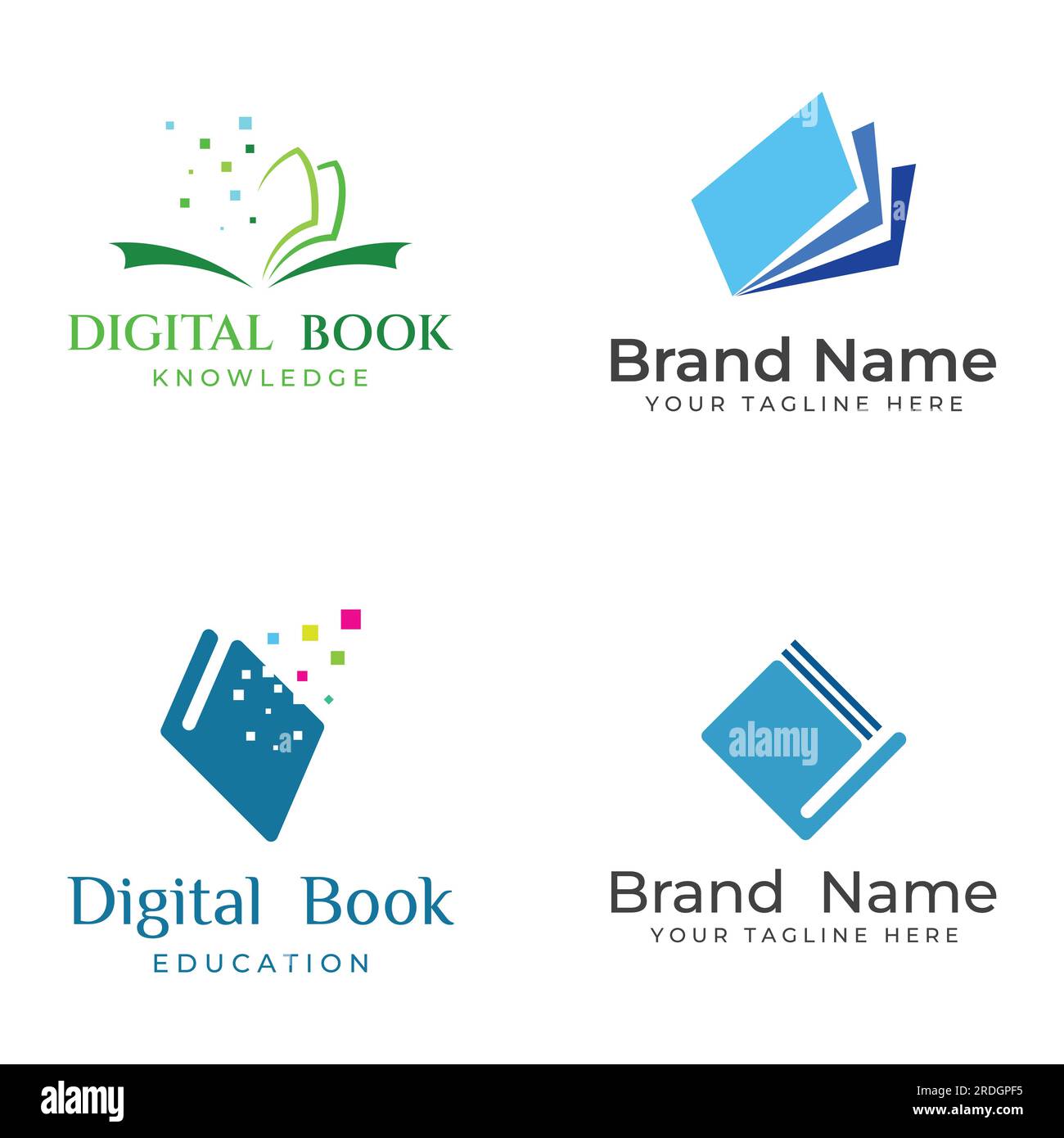Educational digital book and online knowledge learning book logo and ...