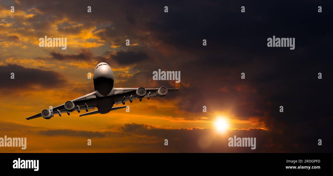 Passanger plane flying. Airliner in the sky Stock Photo - Alamy