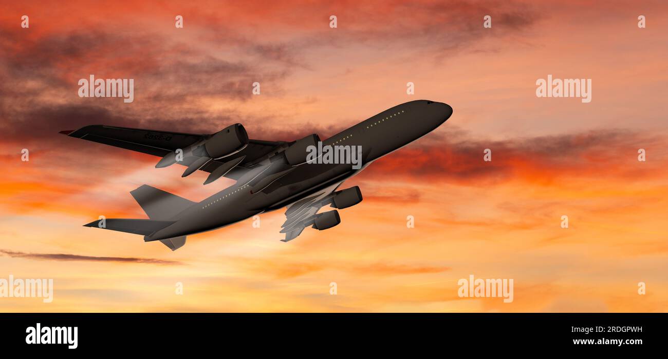 Passanger plane flying. Airliner in the sky Stock Photo - Alamy