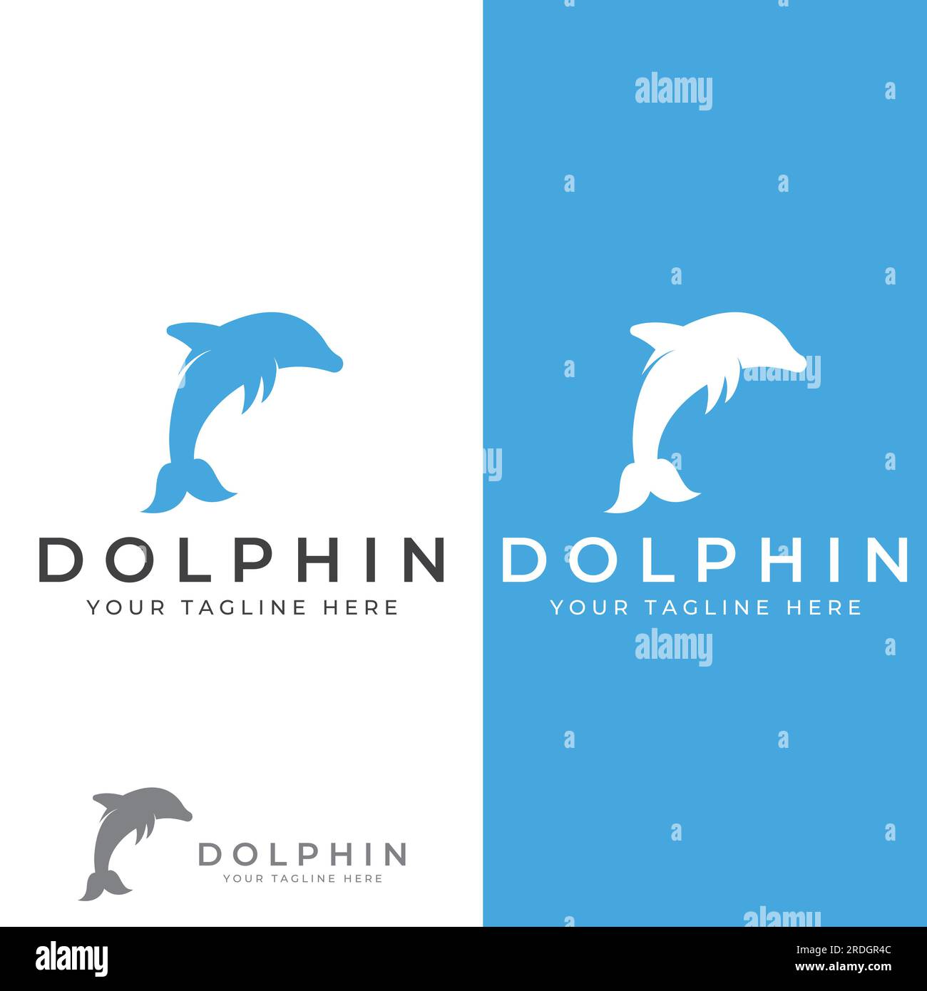 Dolphin logo. Dolphins jump on the waves of the sea or the beach Stock ...
