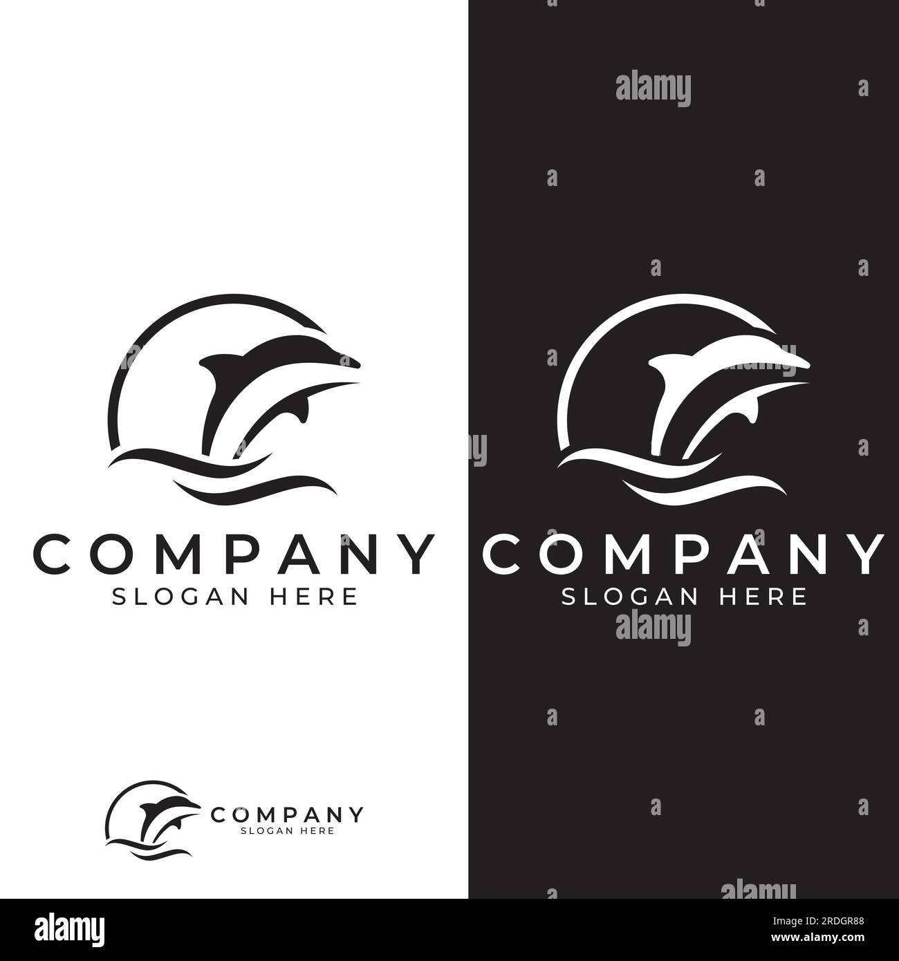 Dolphin logo. Dolphins jump on the waves of the sea or the beach Stock ...