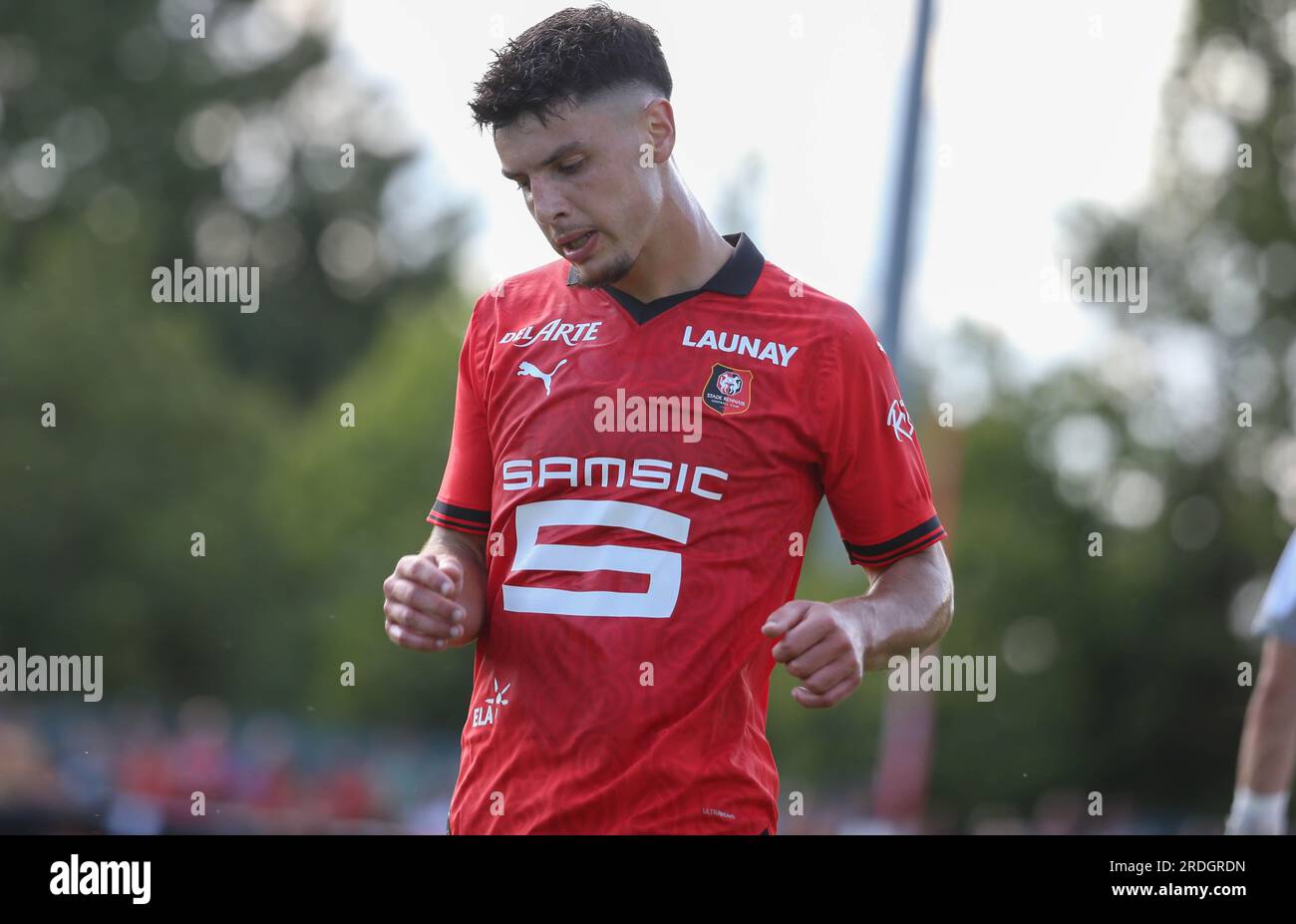 Matthis Abline of Stade Rennais during the football Amical 2023 between ...