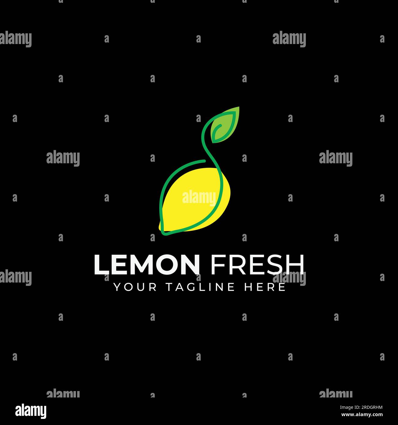 Fresh lemon fruit logo with leaves and fresh drink of lemon fruit ...