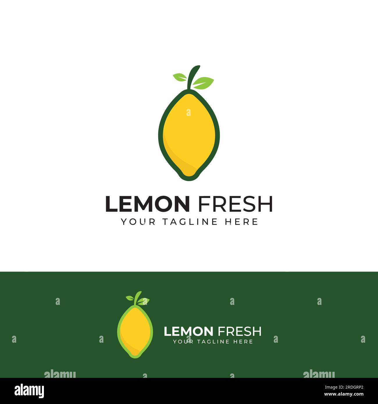 Fresh lemon fruit logo with leaves and fresh drink of lemon fruit ...