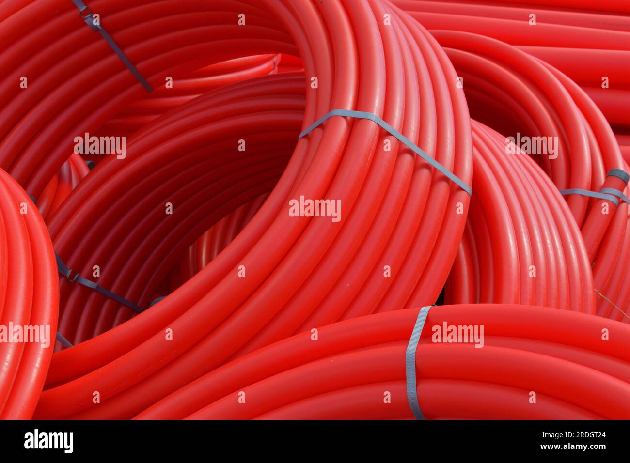 Moscow, Russia - July 21. 2023. Cable protective pipe for an ...