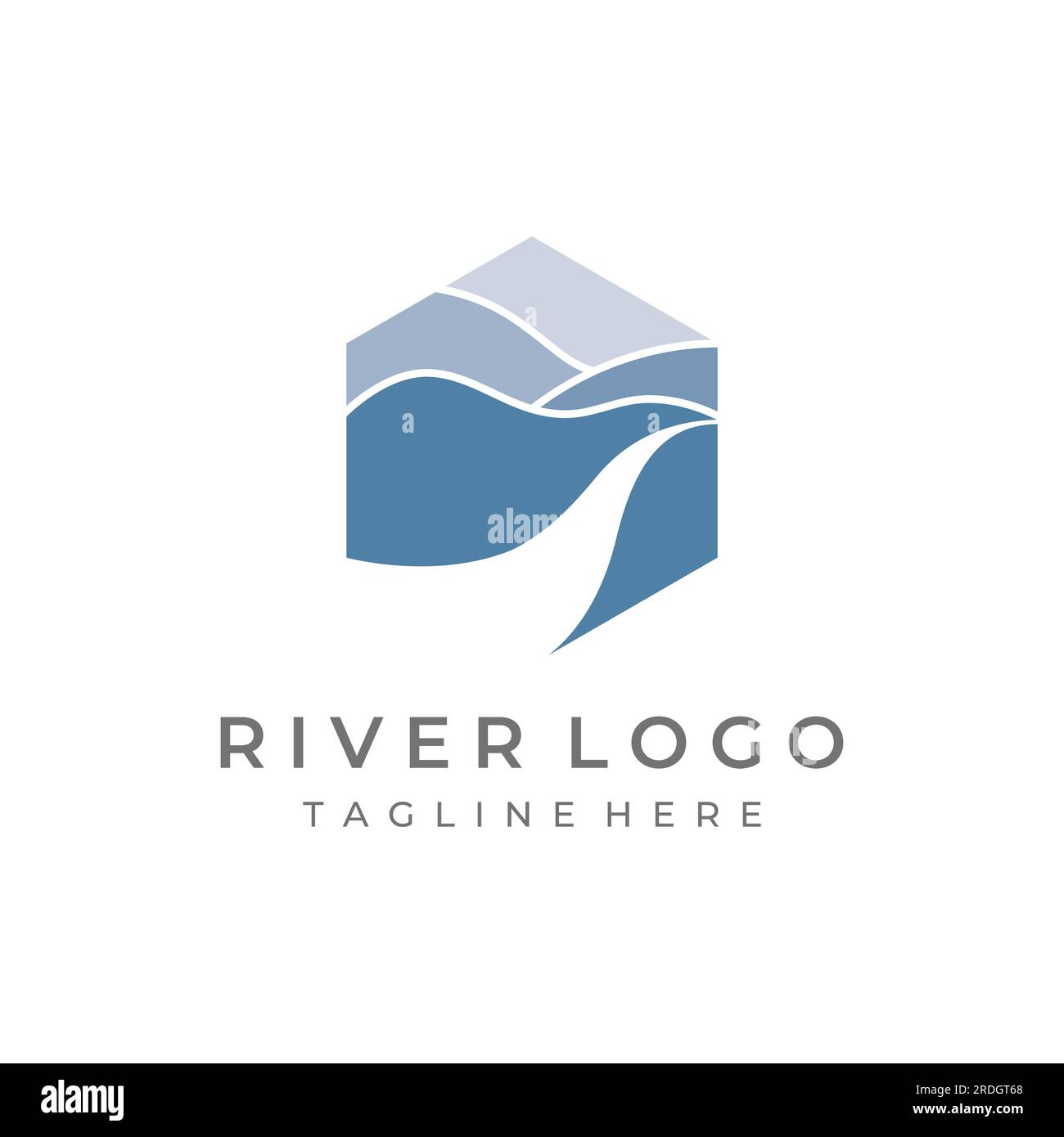 Logos of rivers, creeks, riverbanks and streams. River logo with ...