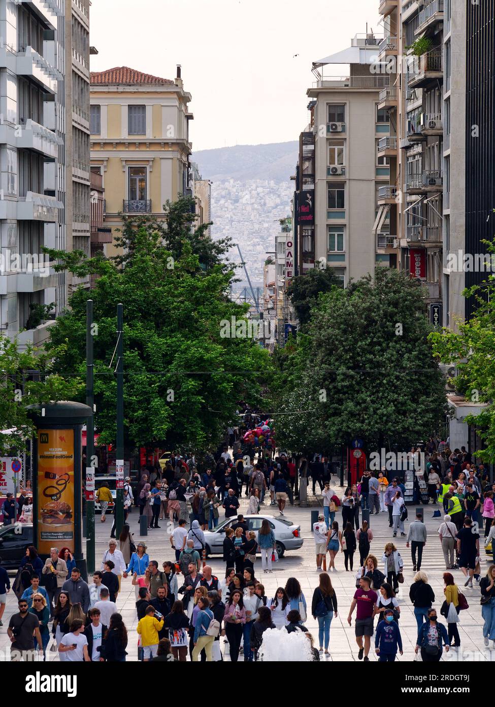 Crowded Syntagma square and Ermou street, Athens, Greece Stock Photo ...