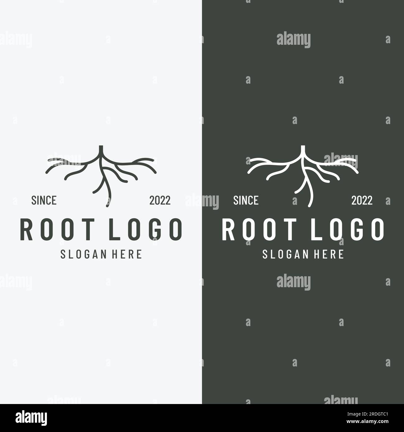 Natural abstract logo creative design of single and fibrous tree root ...