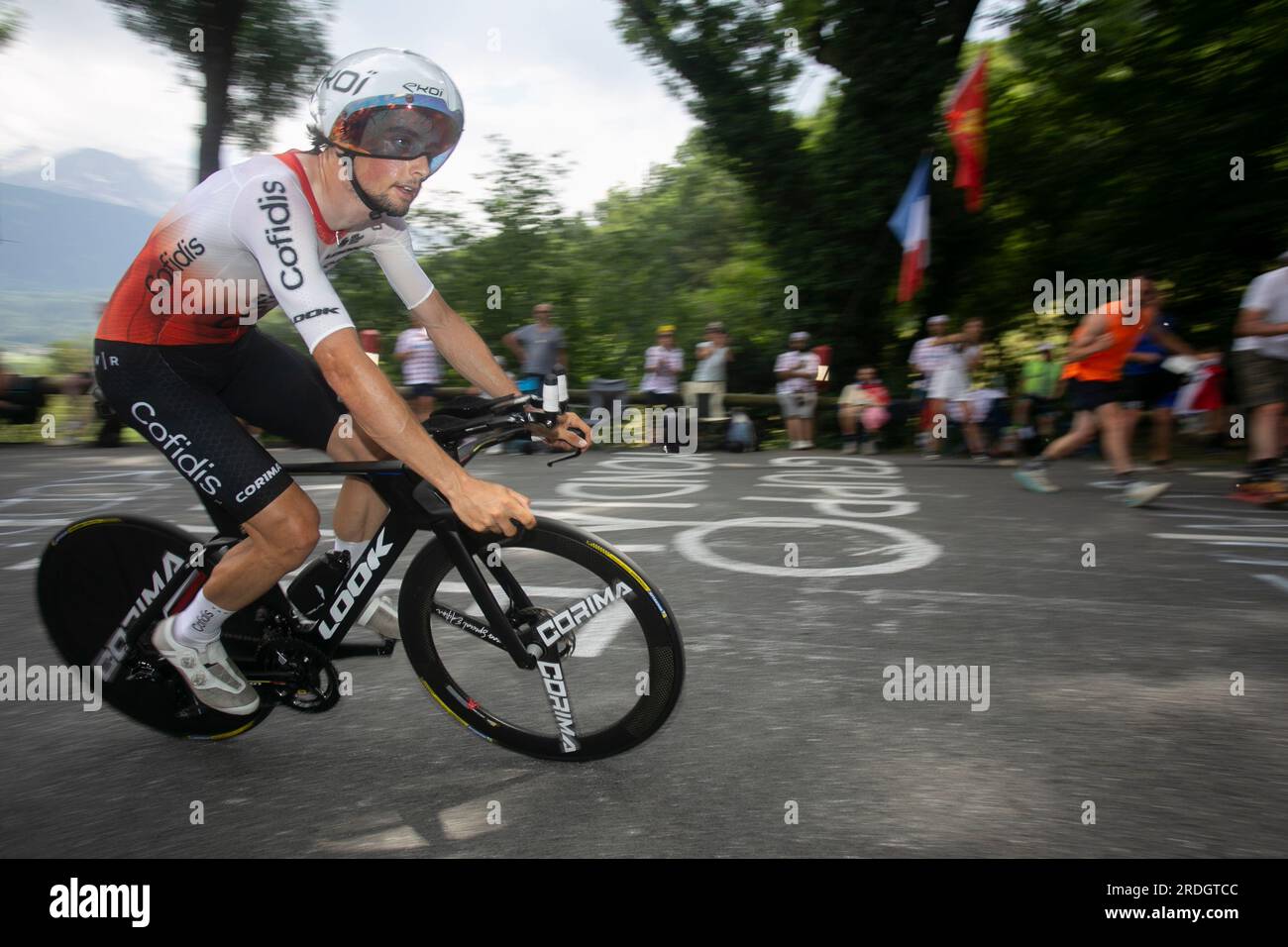 Domancy, France 18th July 2023: VICTOR LAFAY (COFIDIS FRA) in the time ...