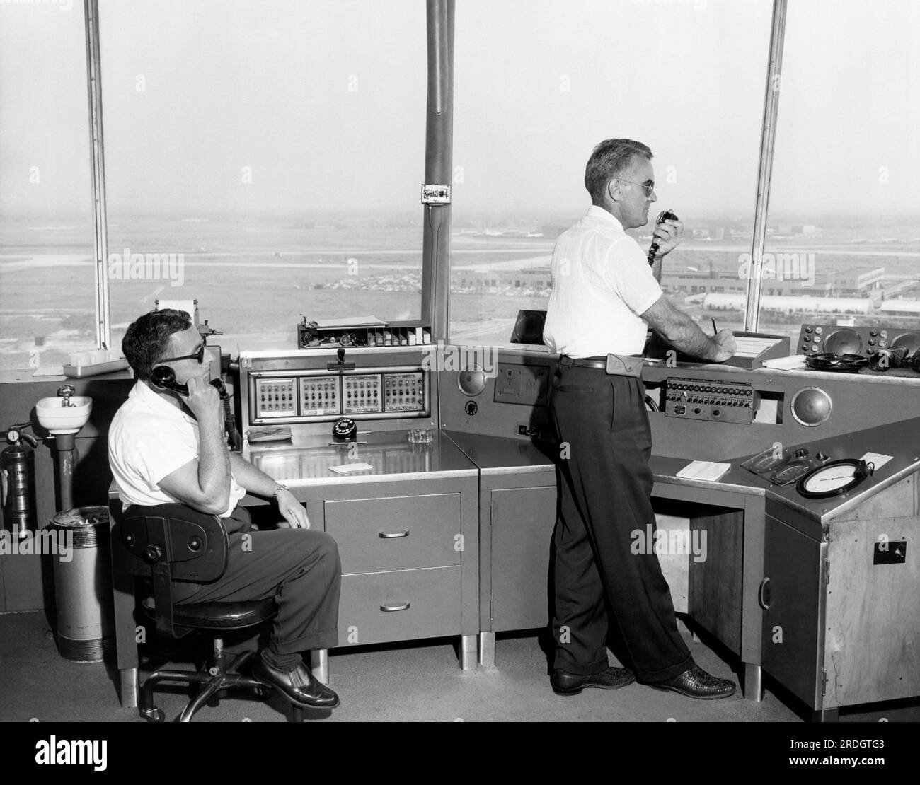 New York, New York: July 15, 1955 Ground Controllers Rupert Tiffany and ...