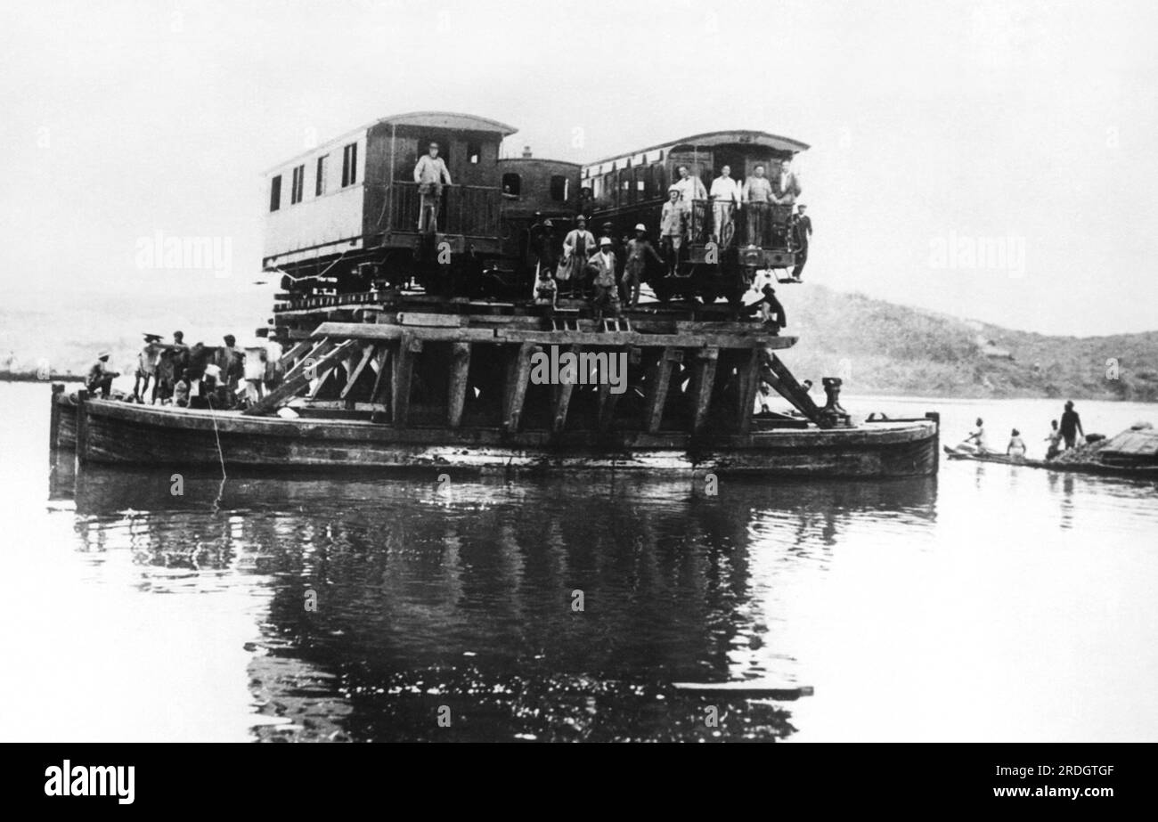 French Indochina: c. 1927 The ferry used to transport railroad cars ...