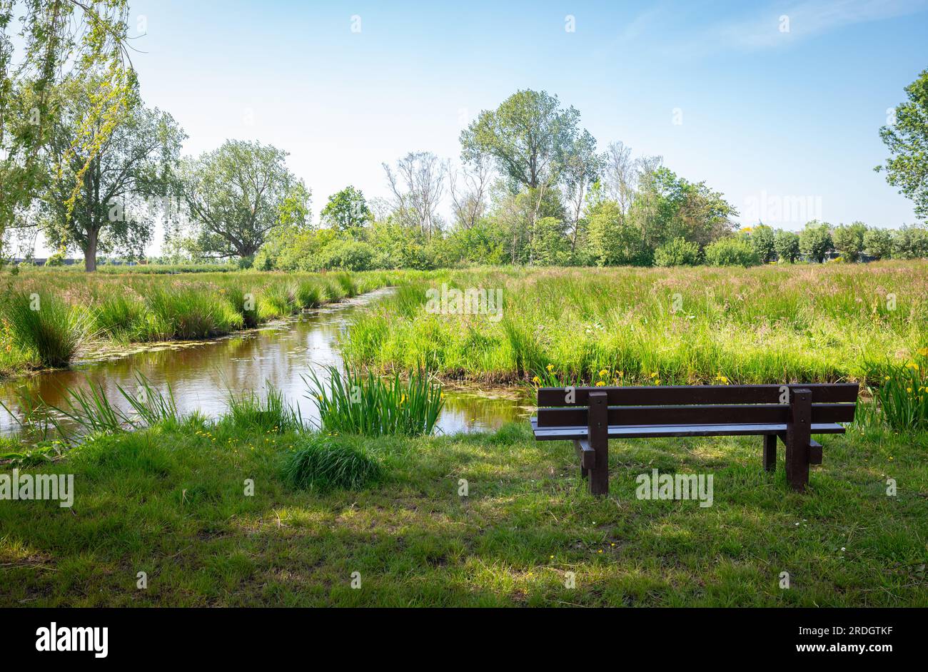 Idyllic view from a waterfront bench in recreation area " 't Weegje ...