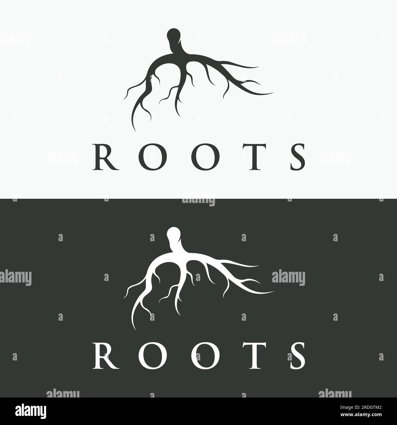 Natural abstract logo creative design of single and fibrous tree root ...