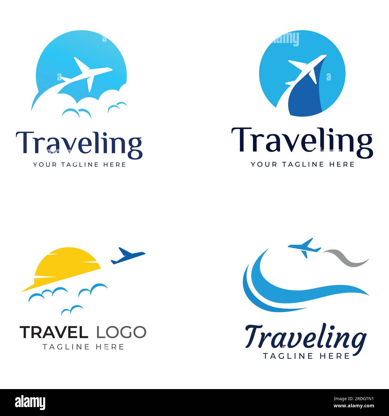 Travel agency logo design and summer vacation with airplane Stock ...