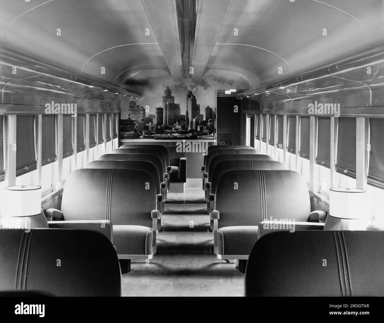 Detroit, Michigan: July 13, 1936. The interior of one of the coaches on ...