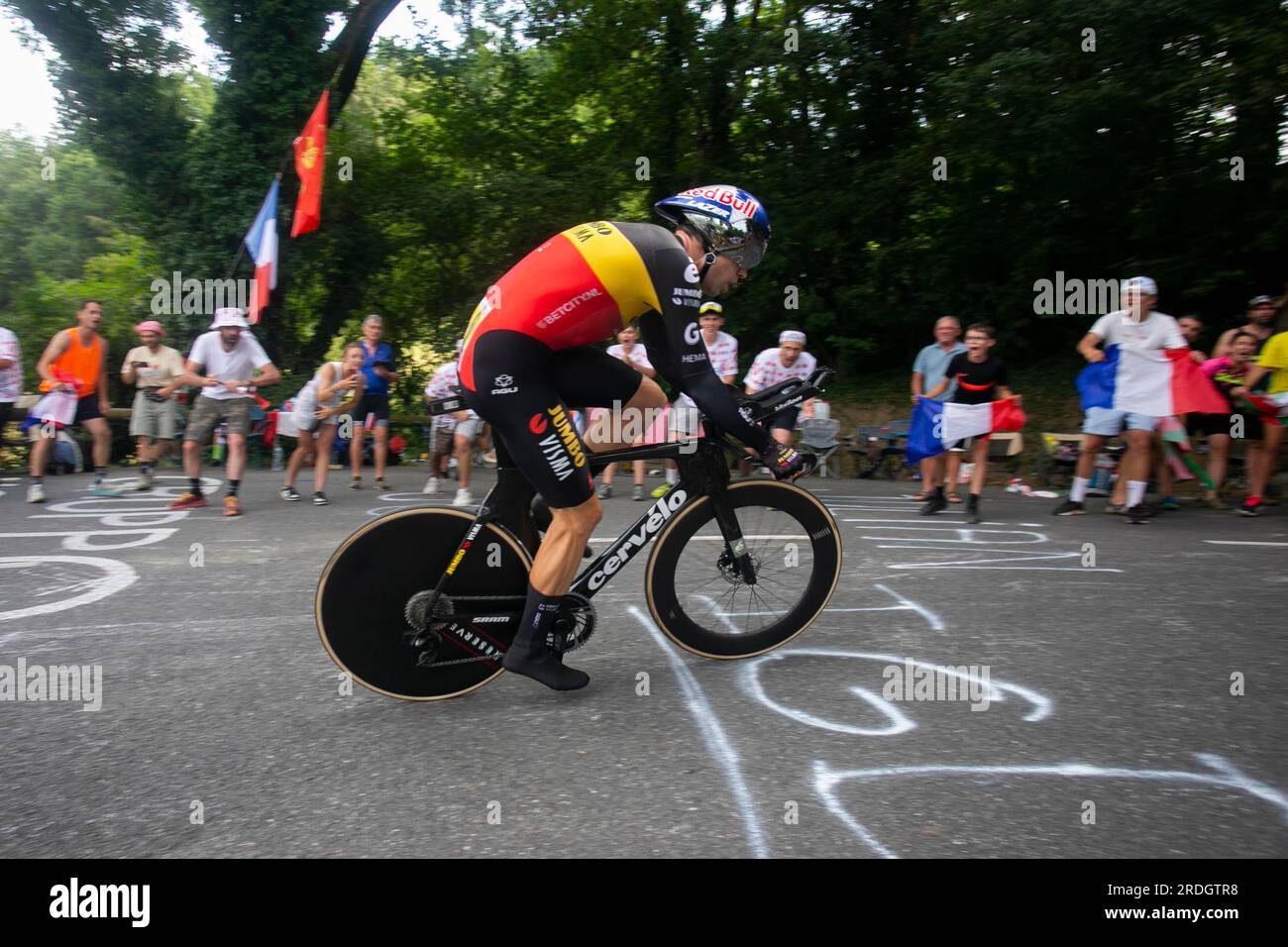 Domancy, France 18th July 2023: WOUT VAN AERT (JUMBO-VISMA NED) in the ...