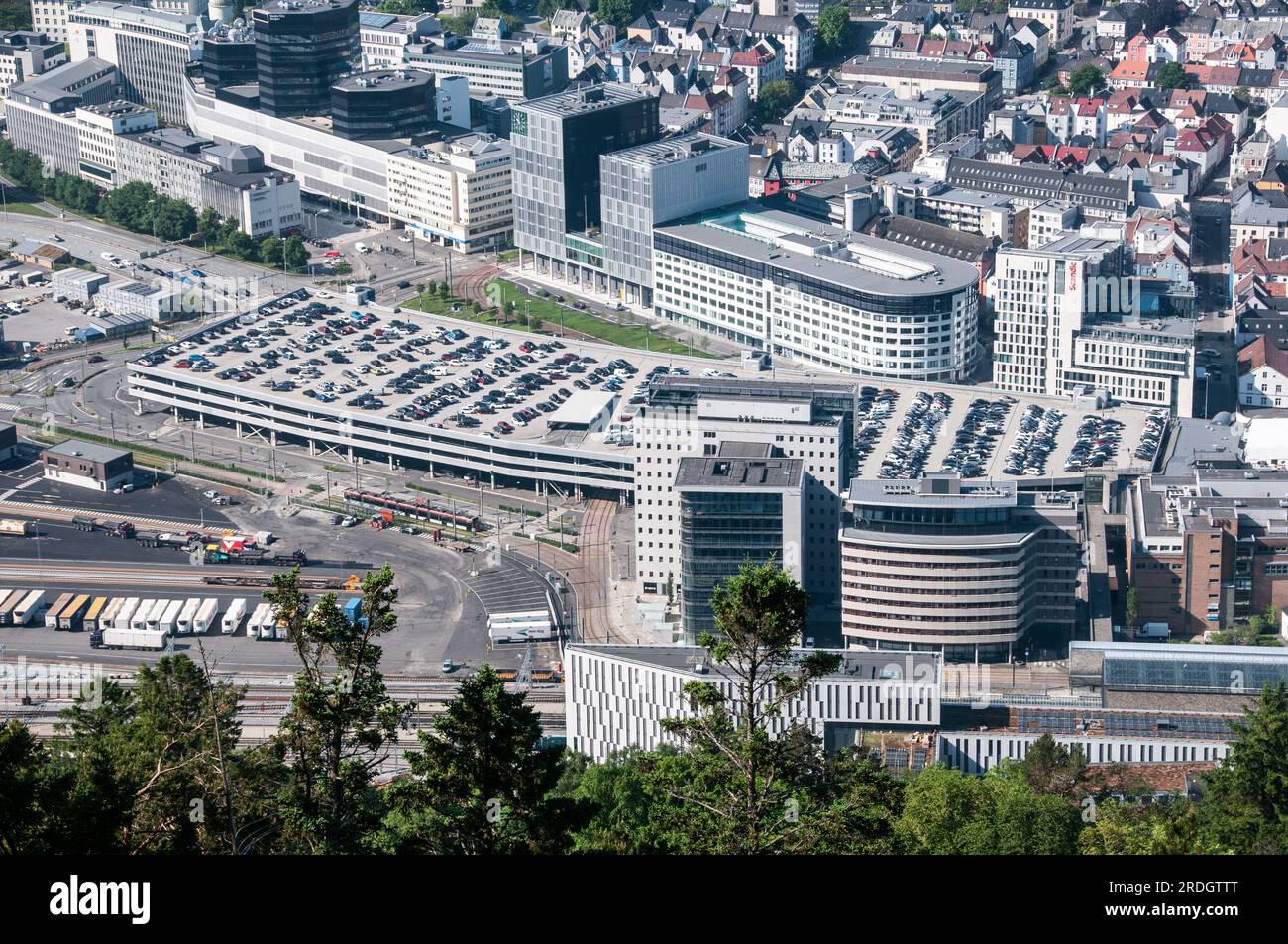Around Bergen - Car park & bus station Stock Photo - Alamy