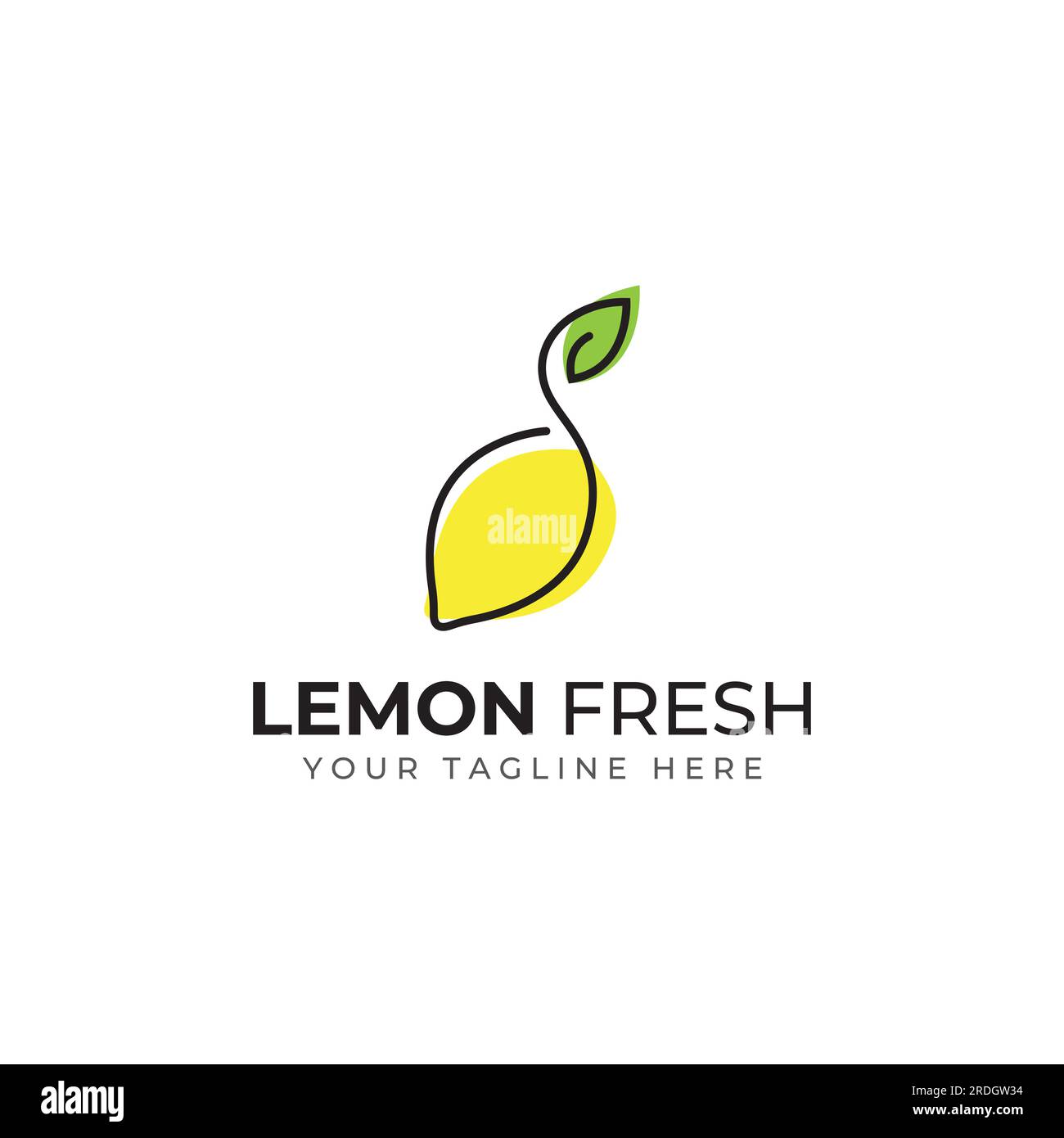 Fresh lemon fruit logo with leaves and fresh drink of lemon fruit ...