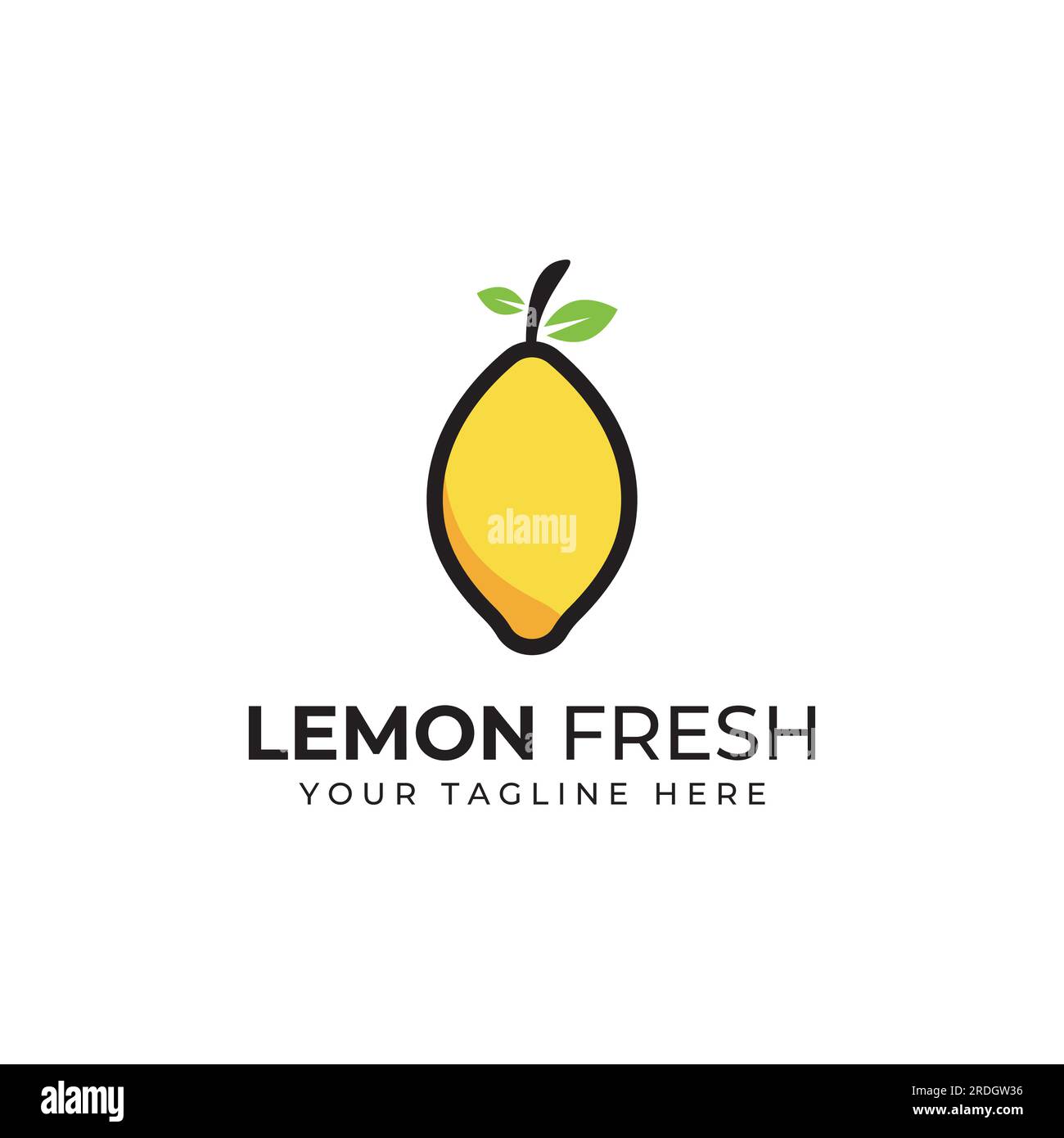 Fresh lemon fruit logo with leaves and fresh drink of lemon fruit ...