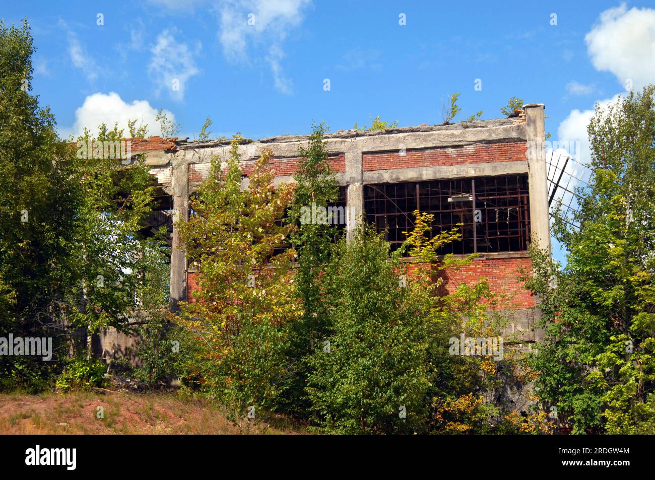 The Quincy Mill flotation building stands in ruins and overgrown with ...