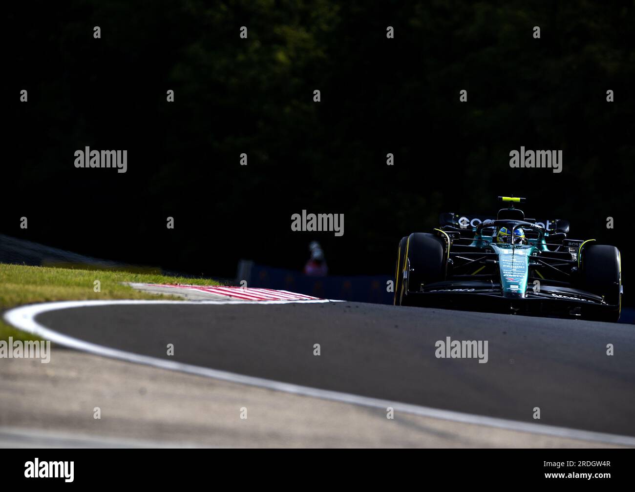 BUDAPEST - Fernando Alonso (Aston Martin) in action during the 2nd free ...