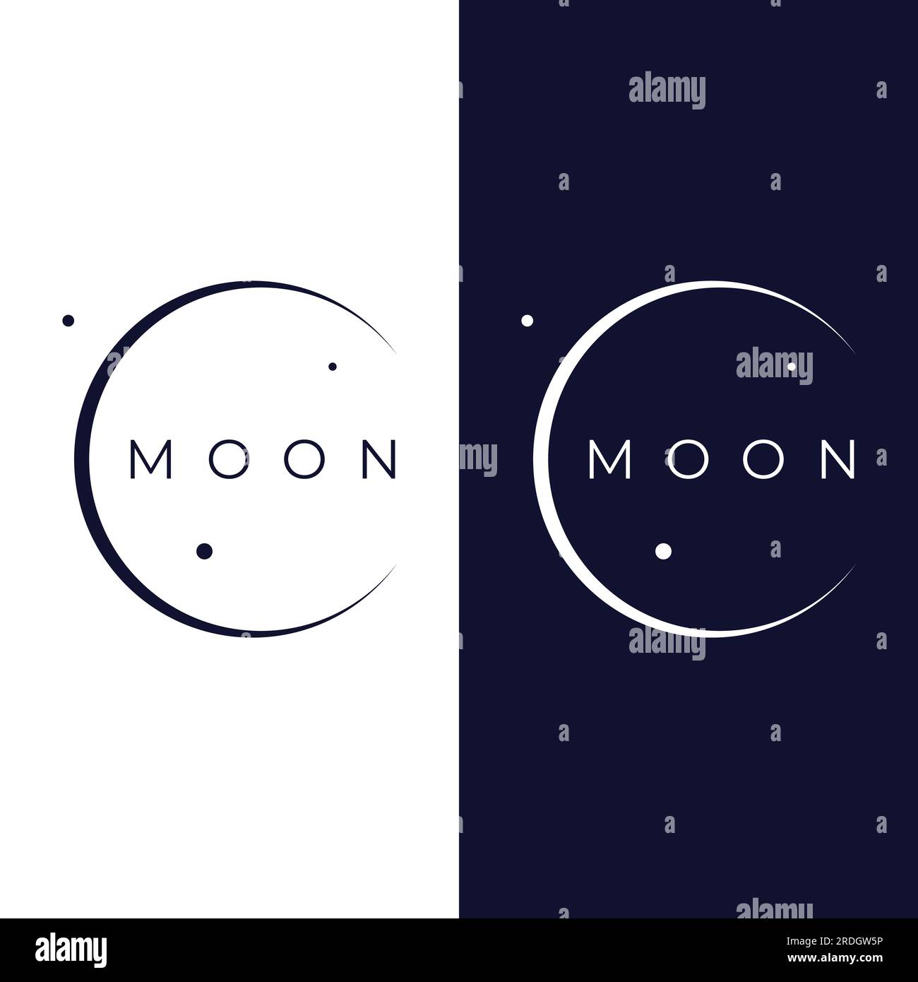 full moon and half moon logo, with logo vector icon concept design and ...