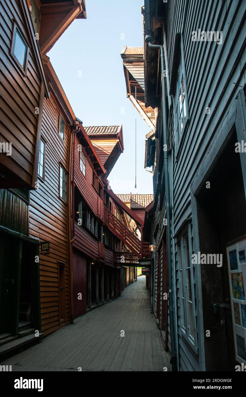Around Bergen - traditional buildings in the Bryggen area of Bergen ...