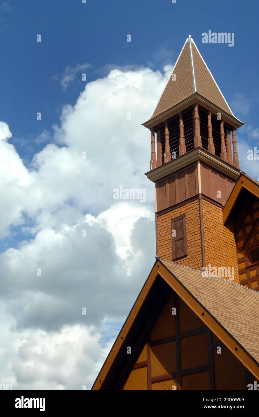 Gold, wooden, painted Church is an example of Victorian Stick ...