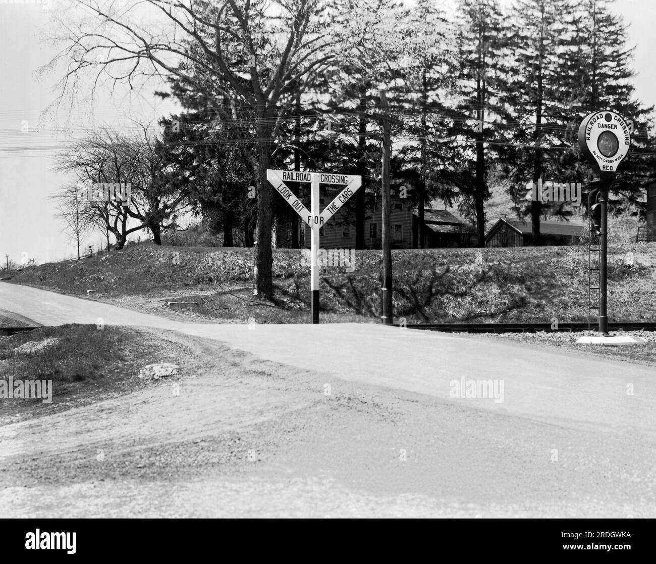 New York April, 1941 A rural railroad crossing for the Lehigh Valley ...