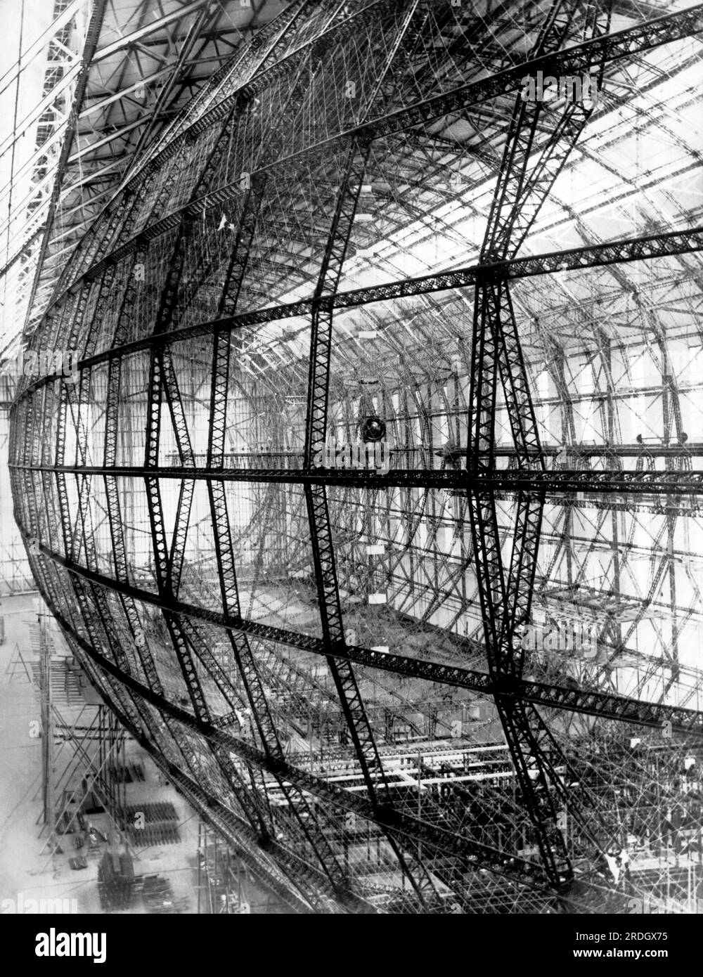Friedrichshafen, Germany c. 1933 The frame of the LZ 129 is taking ...