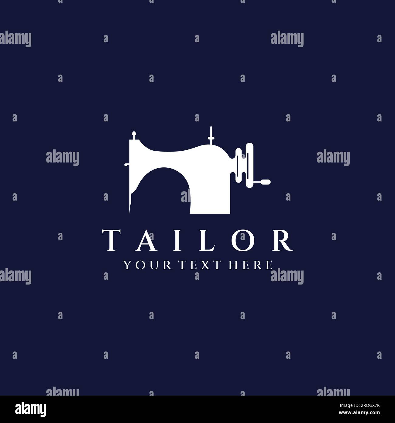 Tailor silhouette logo with needle, thread, benik and sewing machine ...