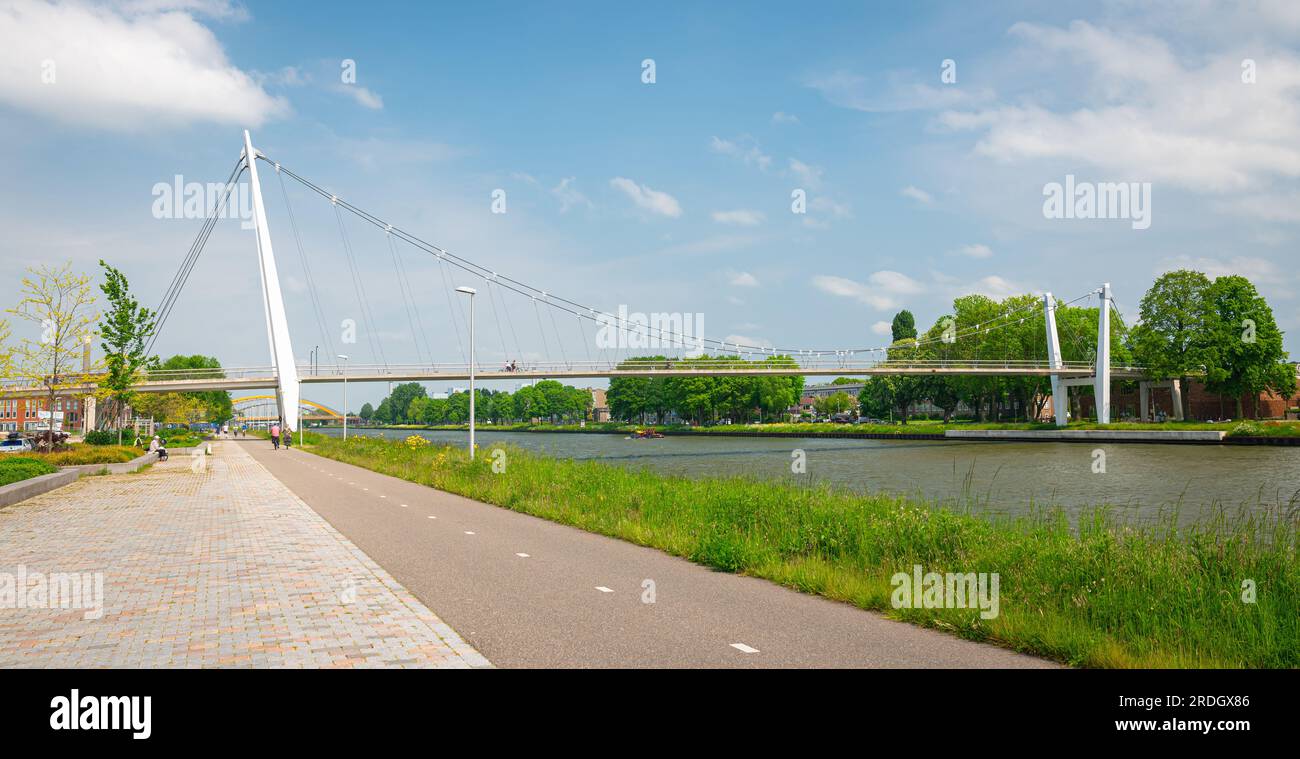 Bicycle and pedestrian bridge (Dafne Schippersbrug) over the Amsterdam ...
