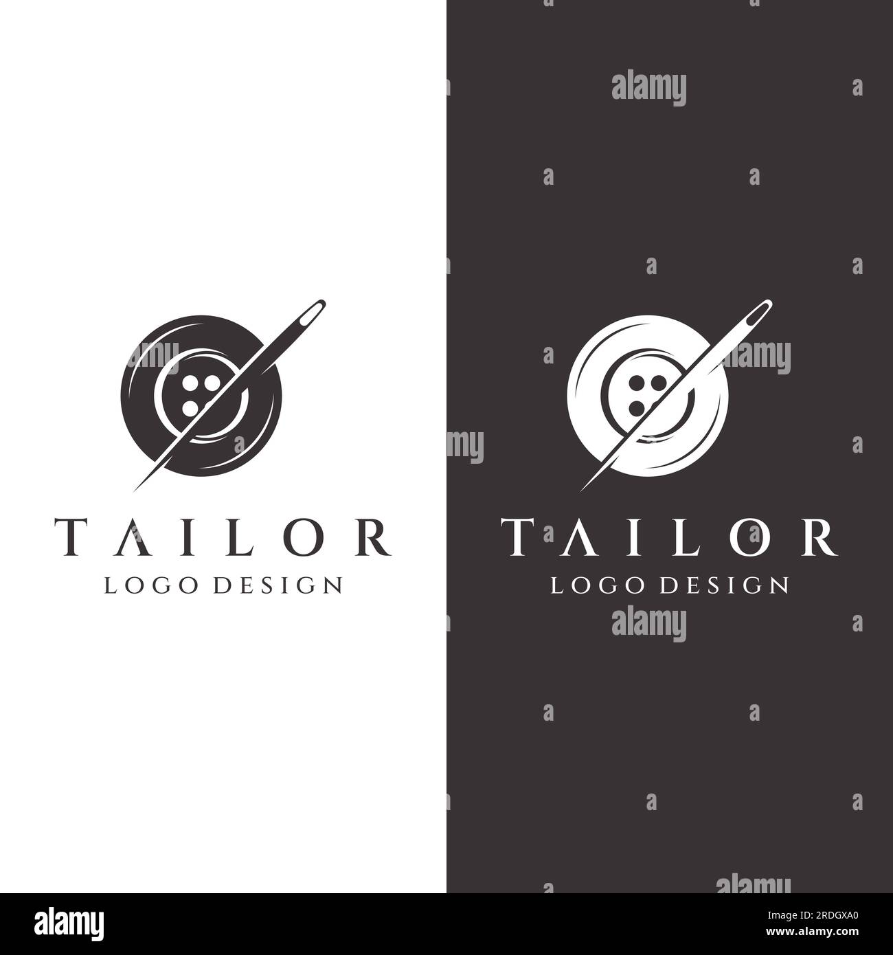 Tailor silhouette logo with needle, thread, benik and sewing machine ...